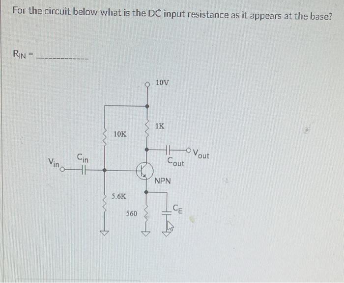 Solved For the circuit below what is the DC input resistance | Chegg.com
