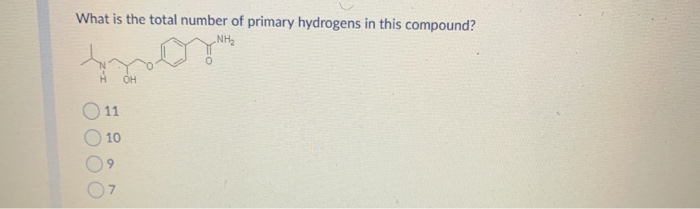 Solved What is the total number of primary hydrogens in this | Chegg.com