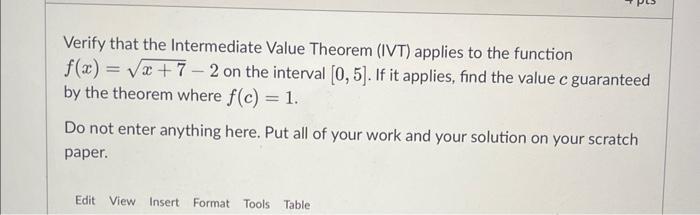 Solved Verify that the Intermediate Value Theorem (IVT) | Chegg.com