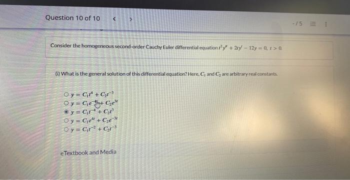 Solved Consider The Homogeneous Second Order Cauchy Euler