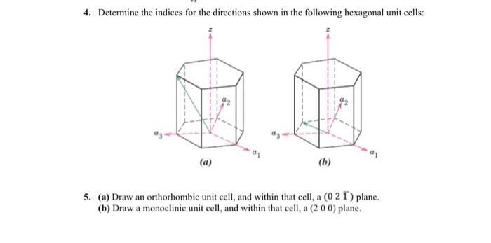 Solved 4. Determine the indices for the directions shown in | Chegg.com