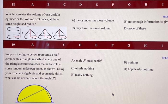 Solved Which is greater the volume of one upright cylinder | Chegg.com