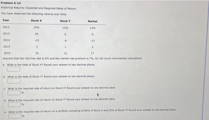 Solved Problem 6-14 Historical Returns: Expected and | Chegg.com