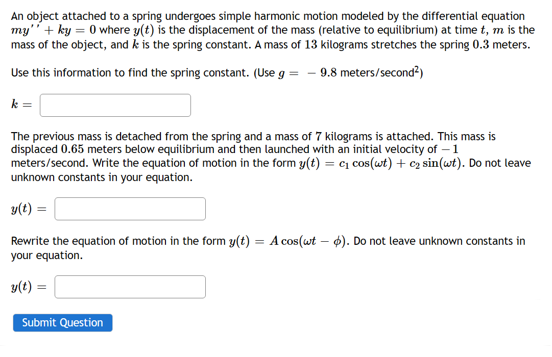 Solved An object attached to a spring undergoes simple | Chegg.com