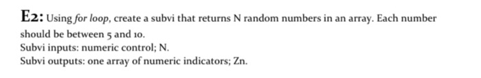 Solved E2: Using for loop, create a subvi that returns N | Chegg.com