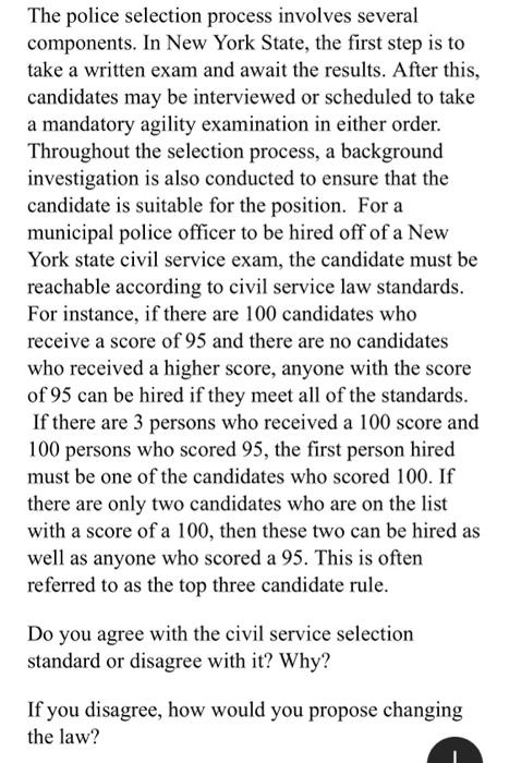 Solved The police selection process involves several | Chegg.com