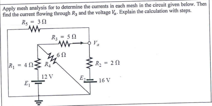 Solved Apply mesh analysis for to determine the currents in | Chegg.com