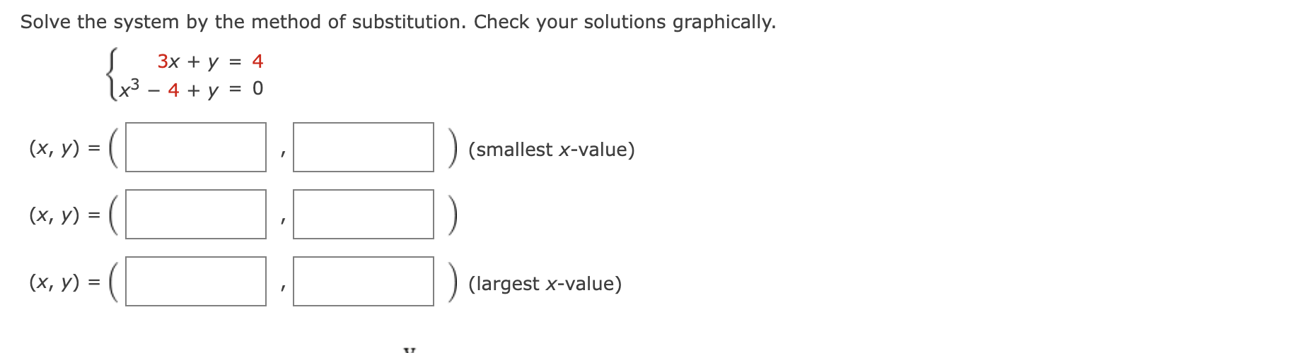 Solved Solve the system by the method of substitution. Check | Chegg.com