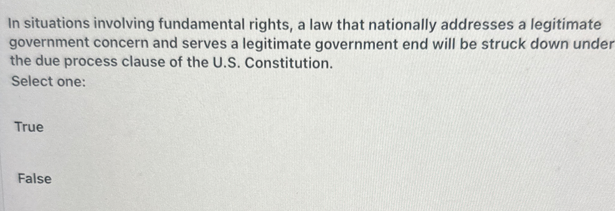 Solved In situations involving fundamental rights, a law | Chegg.com