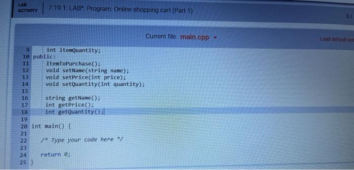 Solved 7.19 LAB*: Program: Online shopping cart (Part 1) (1) | Chegg.com