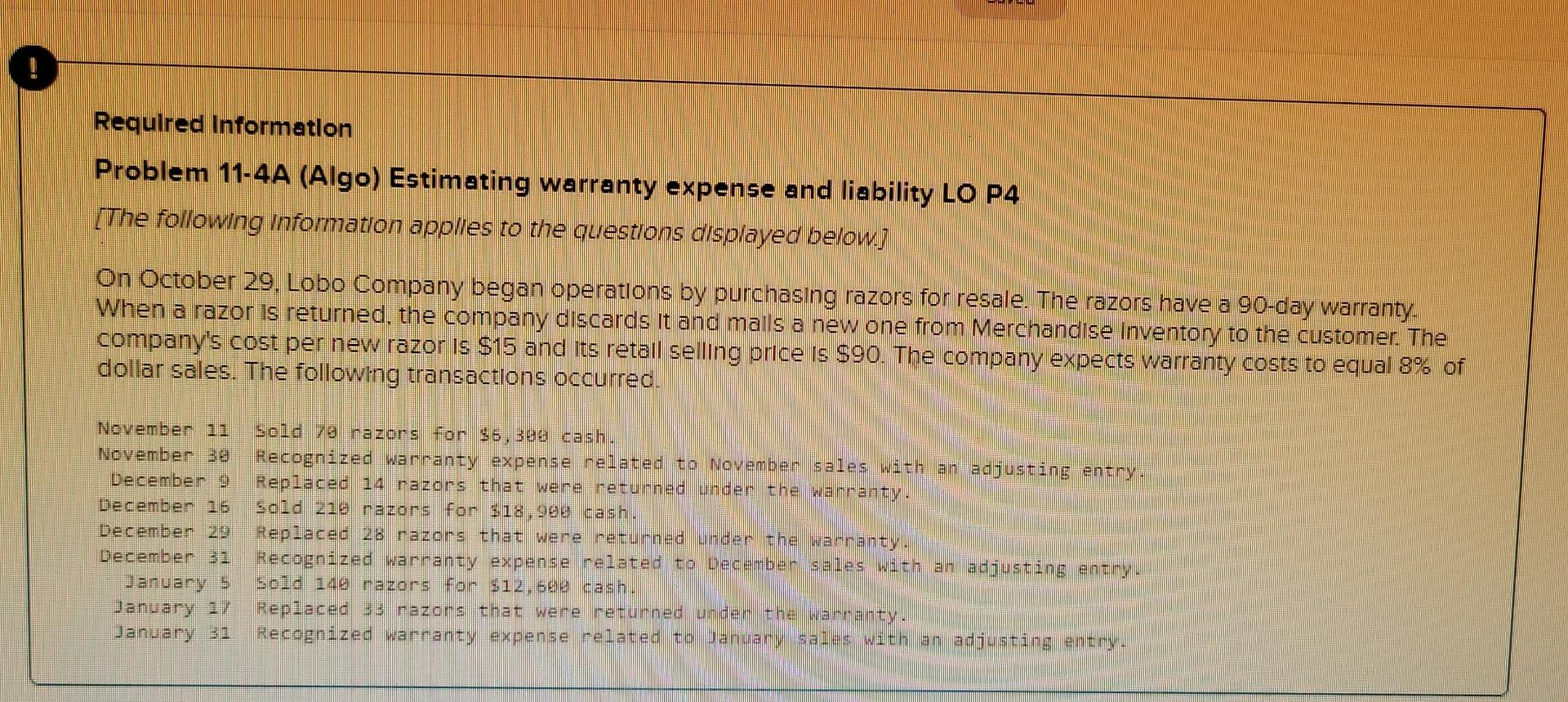 Solved Required Information Problem 11-4A (Algo) Estimating | Chegg.com