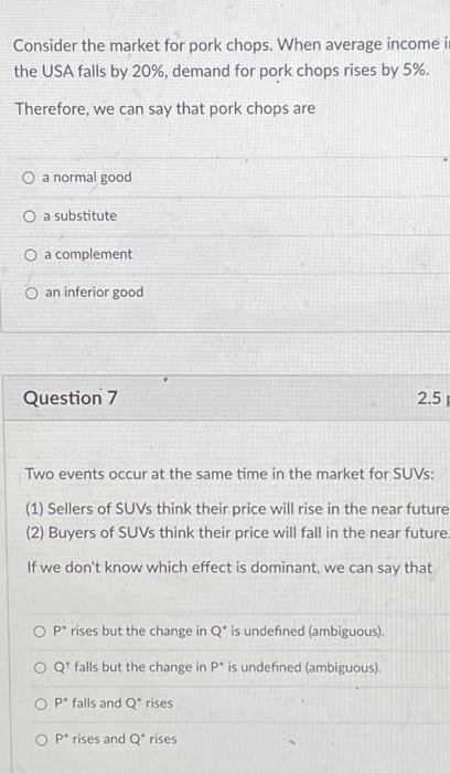 Solved Consider the market for pork chops. When average | Chegg.com
