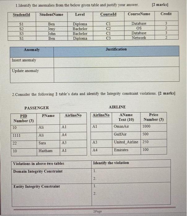 Solved 3. Draw the functional dependency diagram and write | Chegg.com