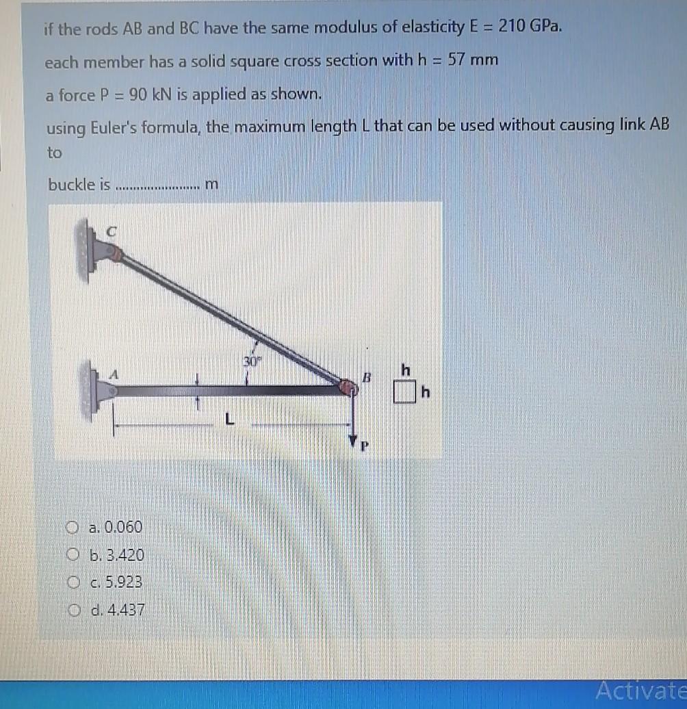 Solved if the rods AB and BC have the same modulus of | Chegg.com