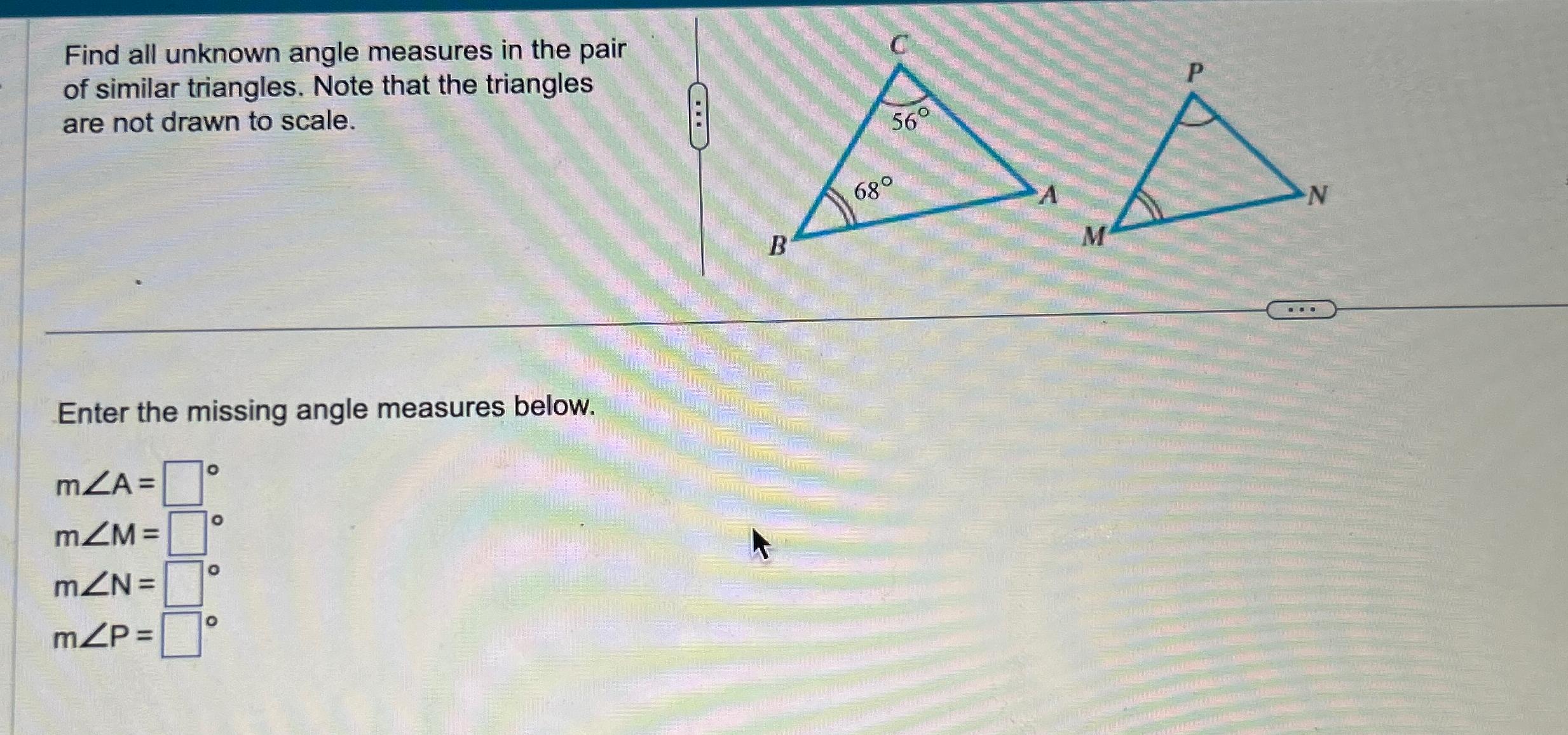Solved Find all unknown angle measures in the pair of | Chegg.com