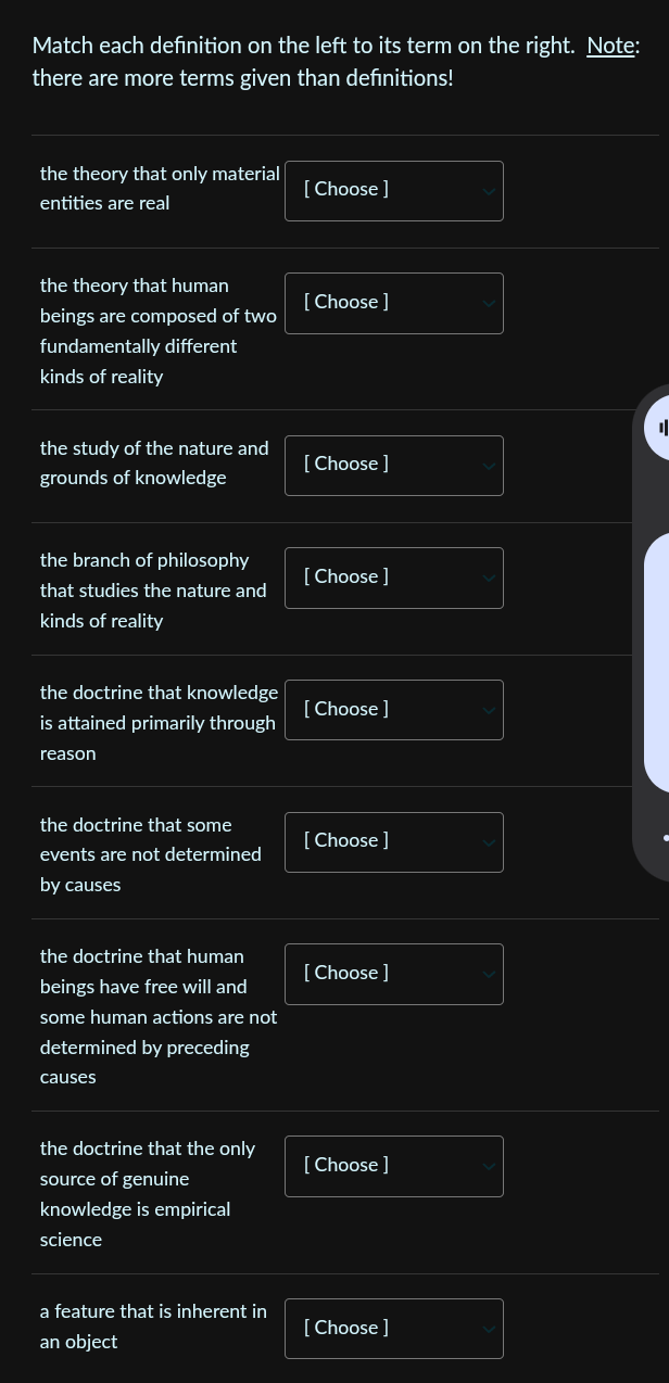 Solved Match each definition on the left to its term on the | Chegg.com