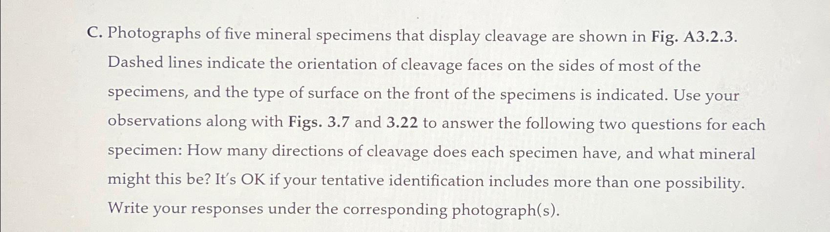 Solved C. ﻿Photographs of five mineral specimens that | Chegg.com