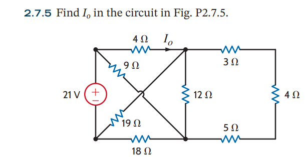 Solved 2.7.5 ﻿Find Io ﻿in the circuit in Fig. P2.7.5.With a | Chegg.com