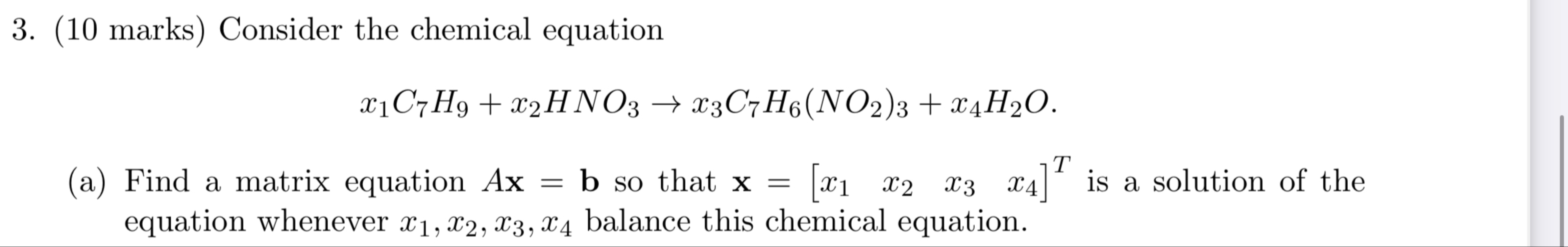 Solved (10 ﻿marks) ﻿Consider the chemical | Chegg.com