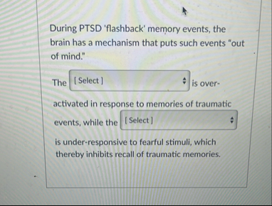 Solved During PTSD 'flashback' memory events, the brain has | Chegg.com