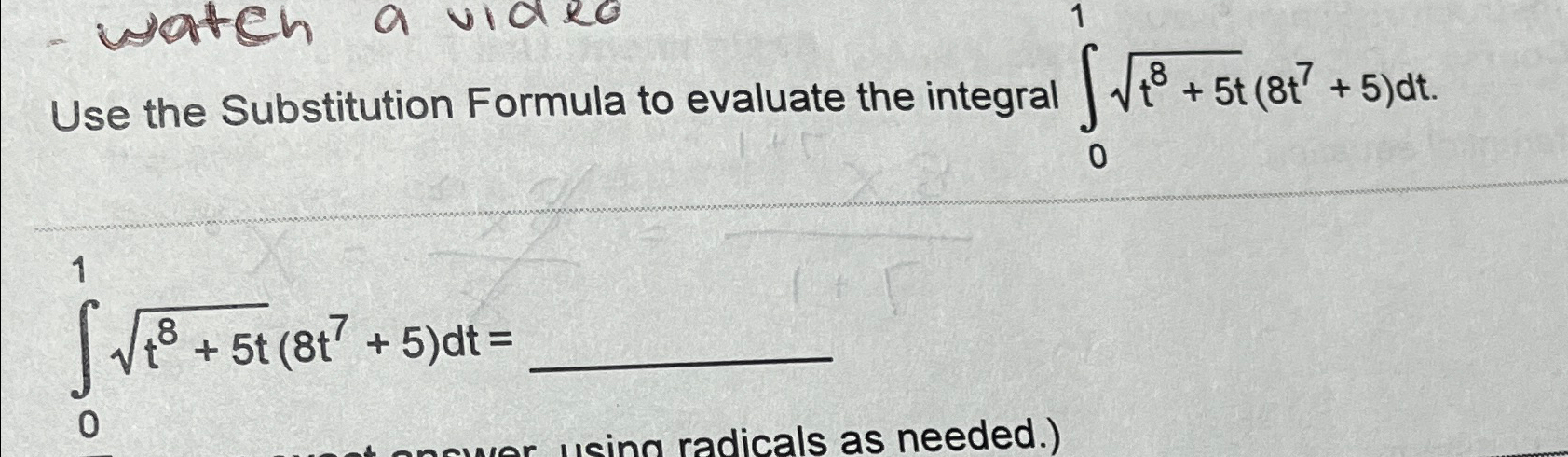 Solved Use the Substitution Formula to evaluate the integral | Chegg.com
