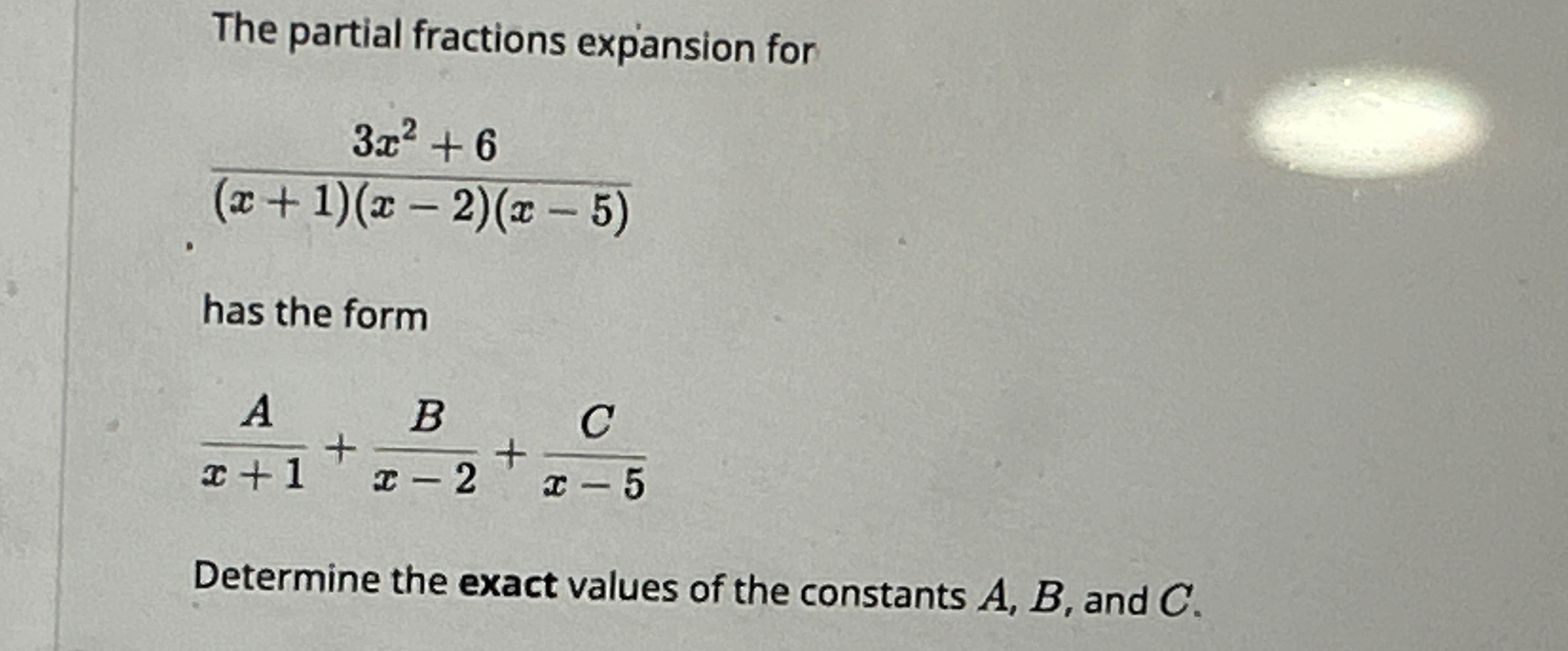 Solved The partial fractions expansion | Chegg.com