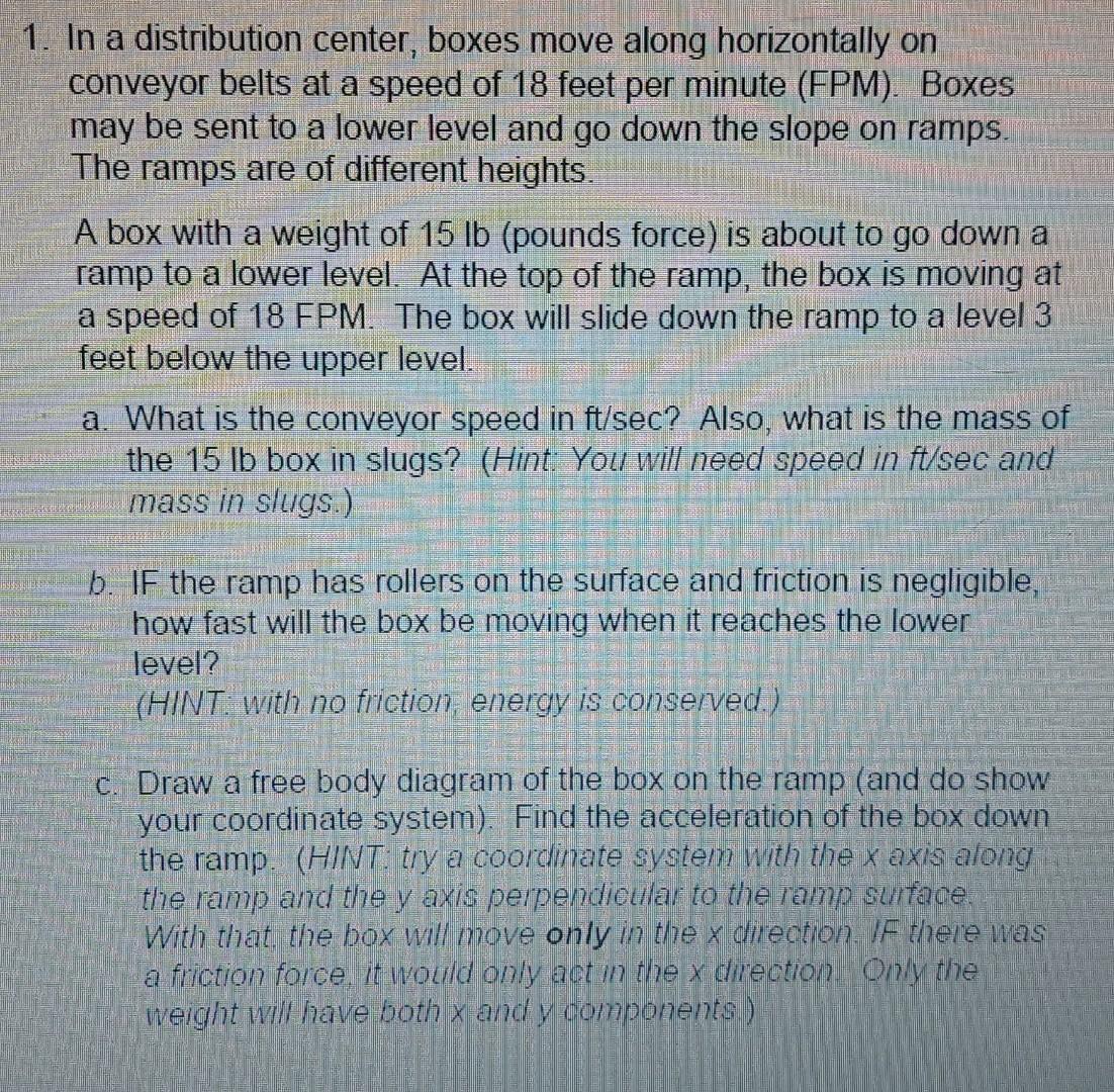 Solved In a distribution center, boxes move along | Chegg.com
