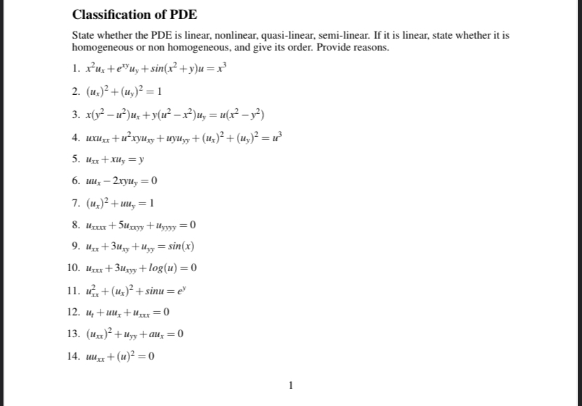 Solved Classification of PDEState whether the PDE is linear, | Chegg.com