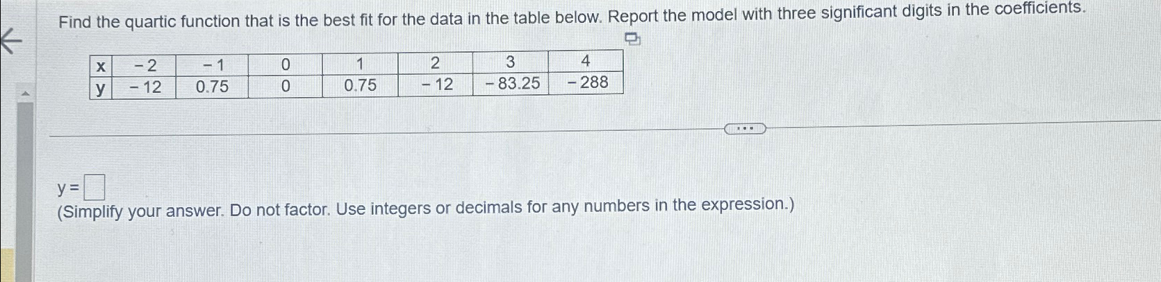 Solved Find the quartic function that is the best fit for | Chegg.com