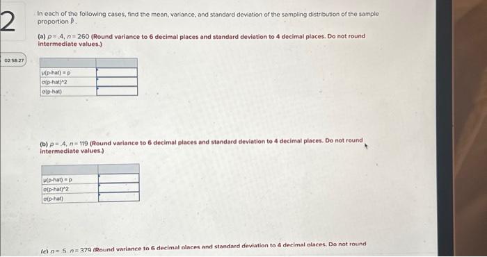 Solved In each of the following cases, find the mean, | Chegg.com