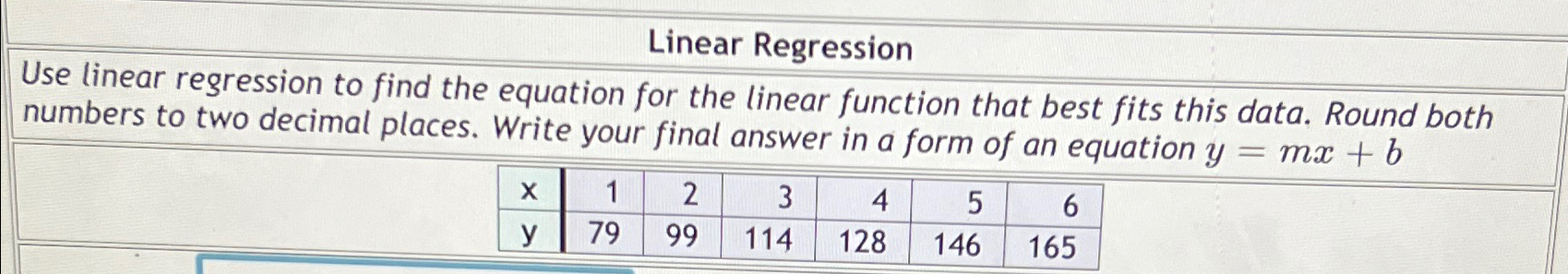 Solved Linear RegressionUse linear regression to find the | Chegg.com