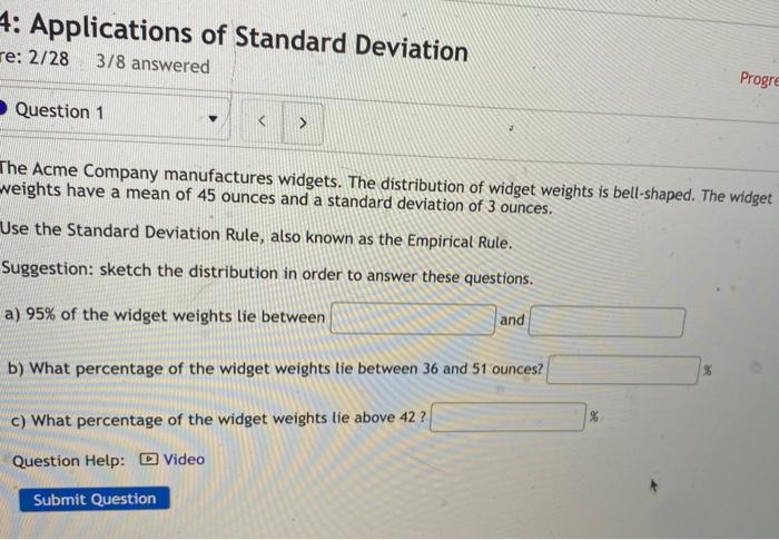 Solved 4: Applications of Standard Deviation e: 2/283/8 | Chegg.com