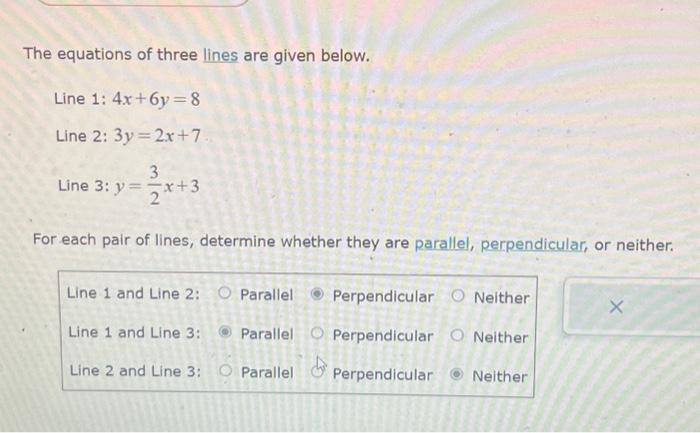 Solved The equations of three lines are given below. Line 1: | Chegg.com