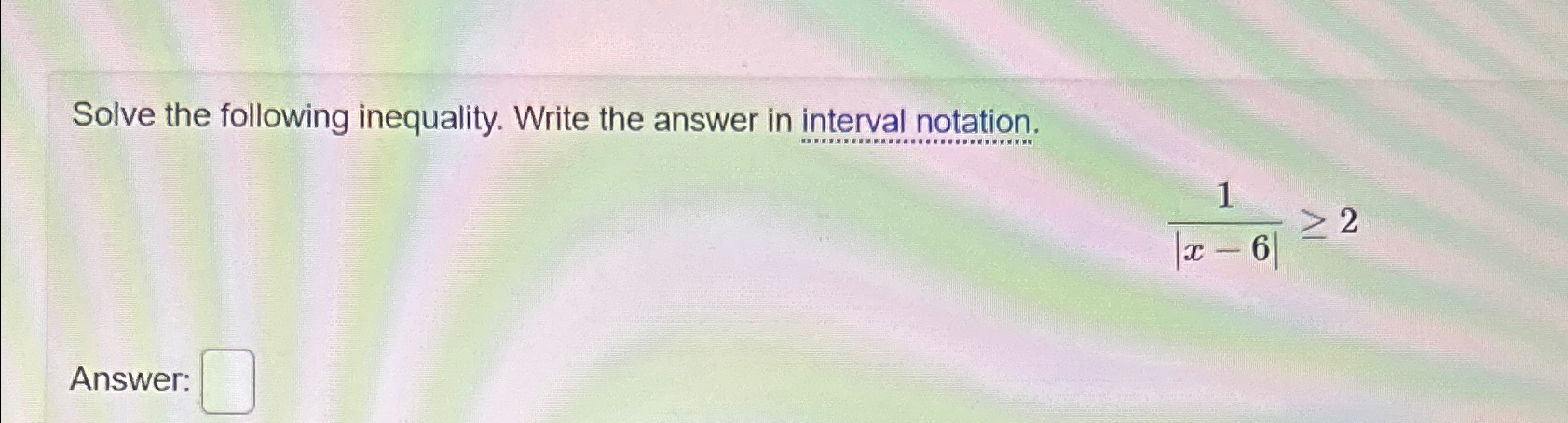 Solved Solve the following inequality. Write the answer in | Chegg.com