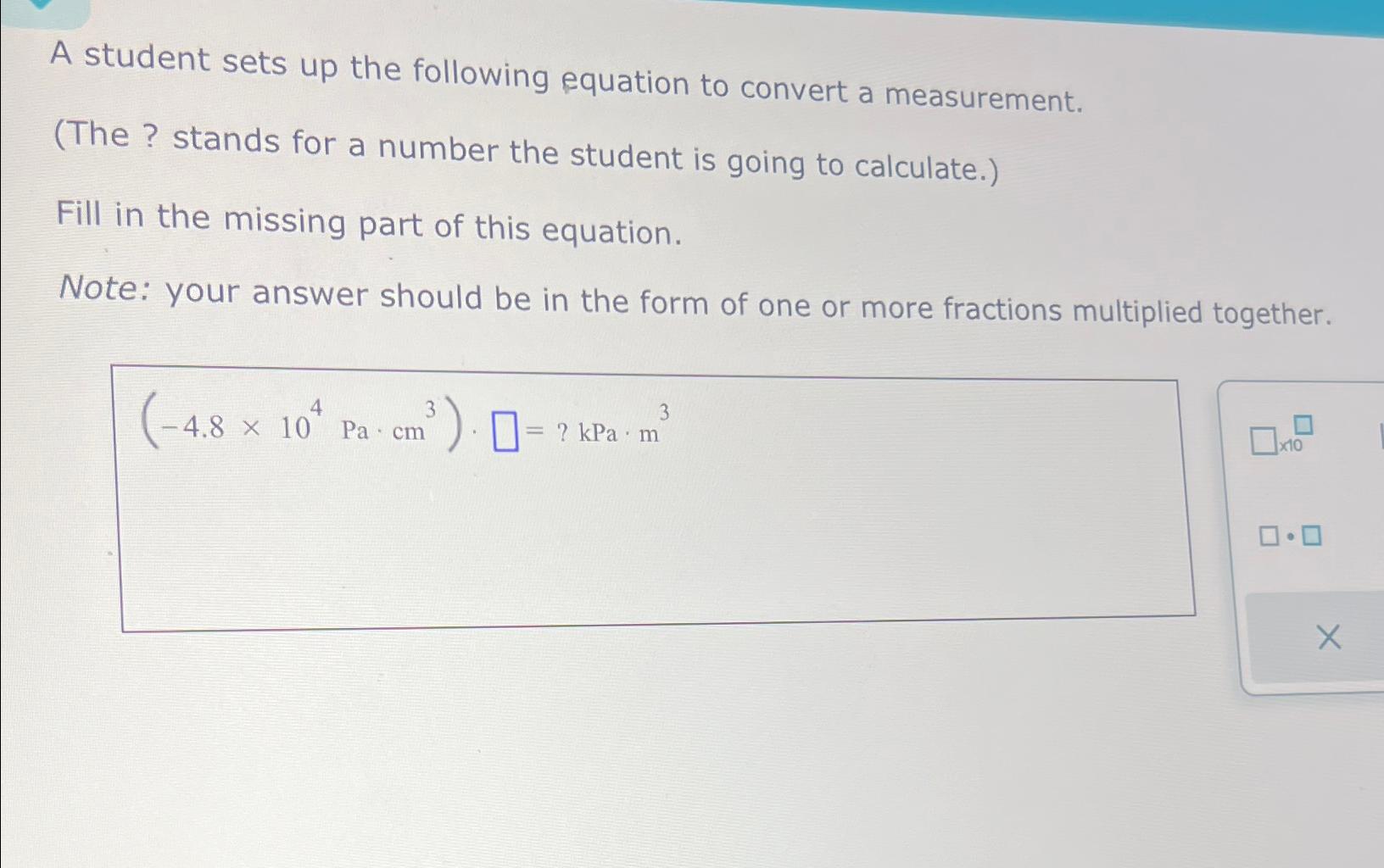 Solved A student sets up the following equation to convert a | Chegg.com