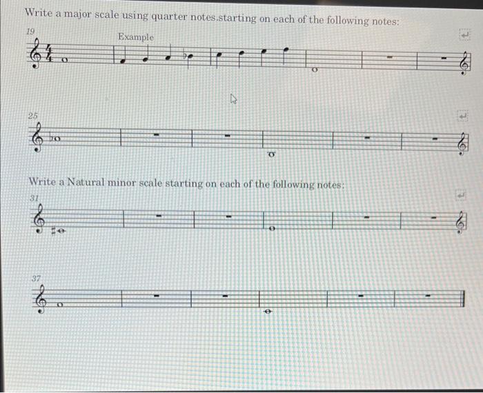 Write a major scale using quarter notes.starting on | Chegg.com