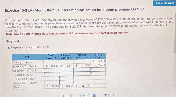 Solved Exercise 10-22A (Algo) Effective interest | Chegg.com