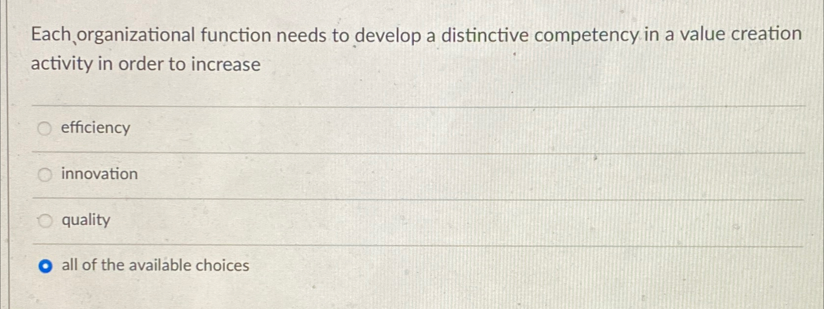 Solved Each organizational function needs to develop a | Chegg.com