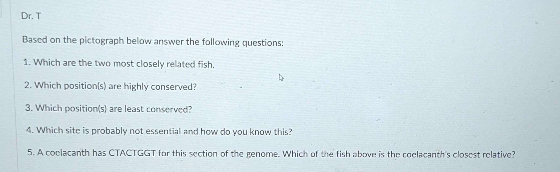 Solved Fish 1 Fish 2 Fish 3 Fish 4 Position 1 2 3 4 | Chegg.com