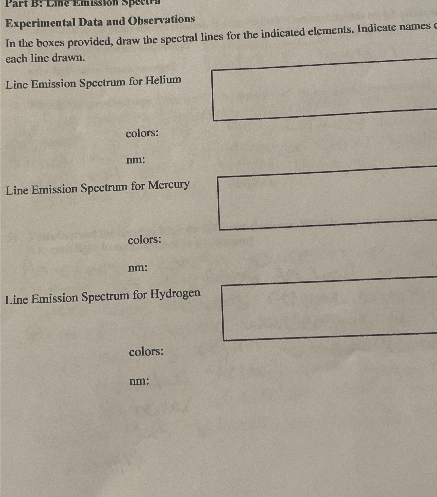 Solved Experimental Data and ObservationsIn the boxes | Chegg.com