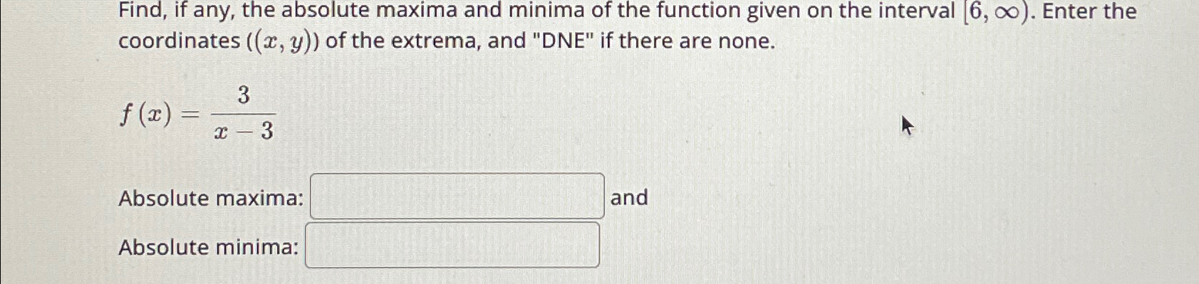 Solved Find, if any, the absolute maxima and minima of the | Chegg.com