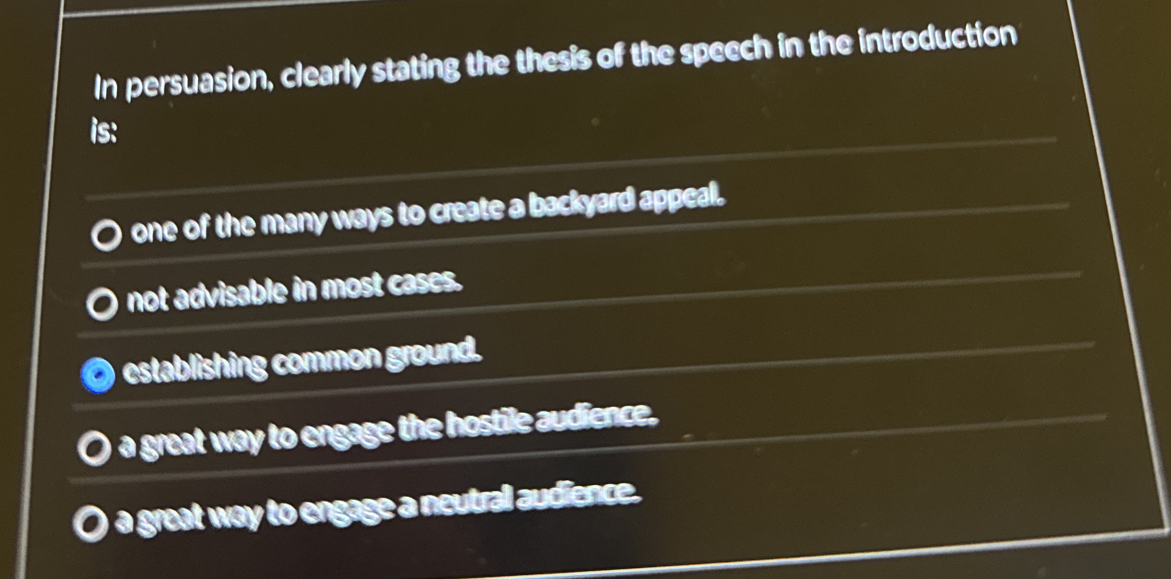 Solved In persuasion, clearly stating the thesis of the | Chegg.com