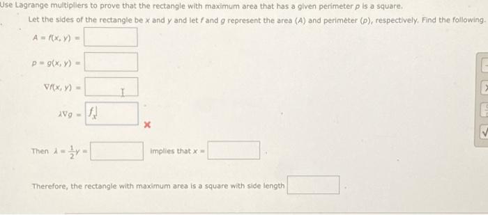 Solved Use Lagrange multipliers to prove that the rectangle | Chegg.com