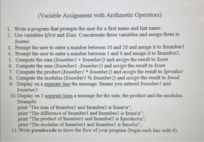 Write pseudocode to show the flow of your program | Chegg.com