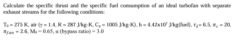Solved Calculate the specific thrust and the specific fuel | Chegg.com