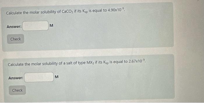 Solved Calculate the molar solubility of CaCO3 if its Ksp is | Chegg.com