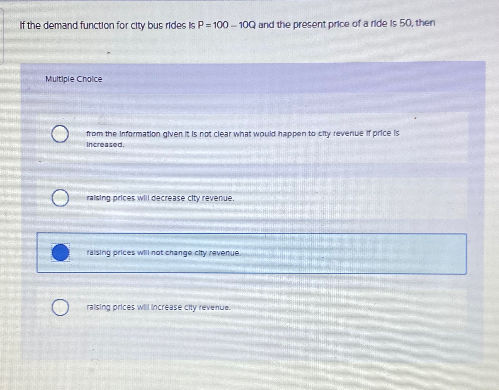 Solved If the demand function for city bus rides is | Chegg.com