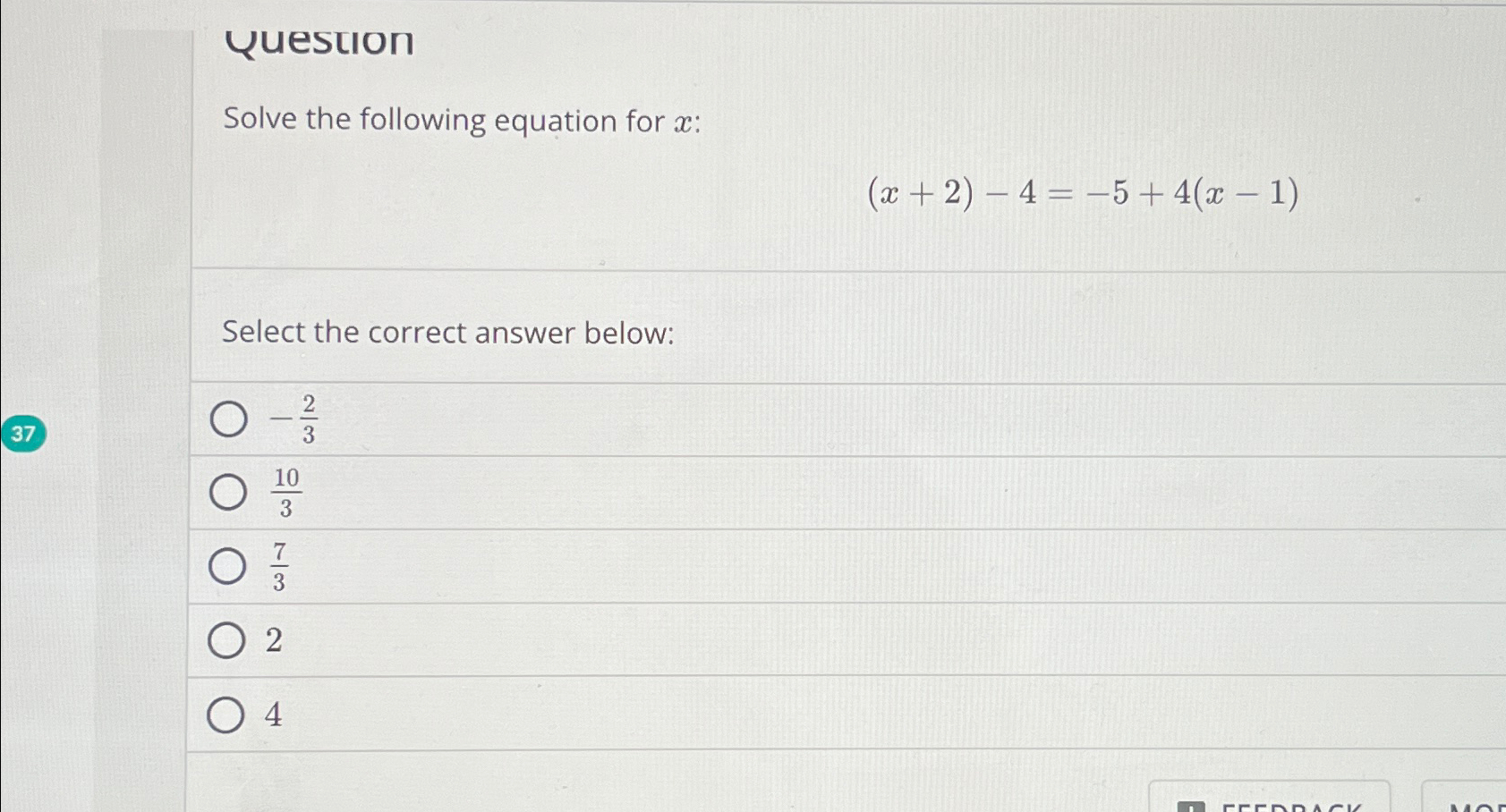 Solved YuestionSolve the following equation for x | Chegg.com