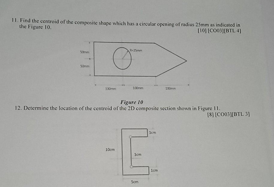 Solved 11. Find the centroid of the composite shape which | Chegg.com