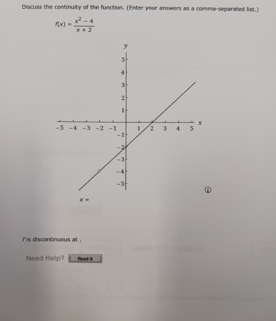 Solved Discuss the continuity of the function. (Enter your | Chegg.com